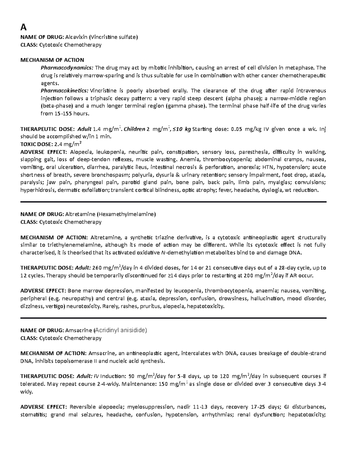 Drug-index - drug index-pharma - A NAME OF DRUG: Alcavixin (Vincristine ...