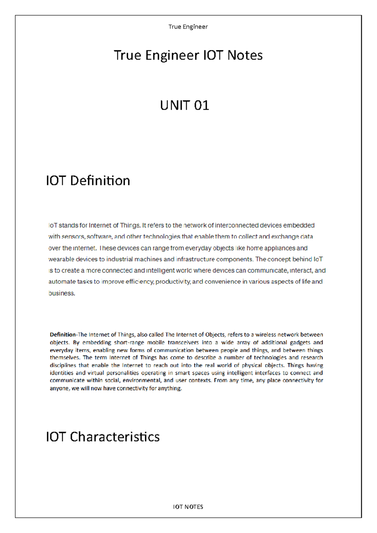 IOT Complete Notes - True Engineer IOT Notes UNIT 01 IOT Definition IOT ...