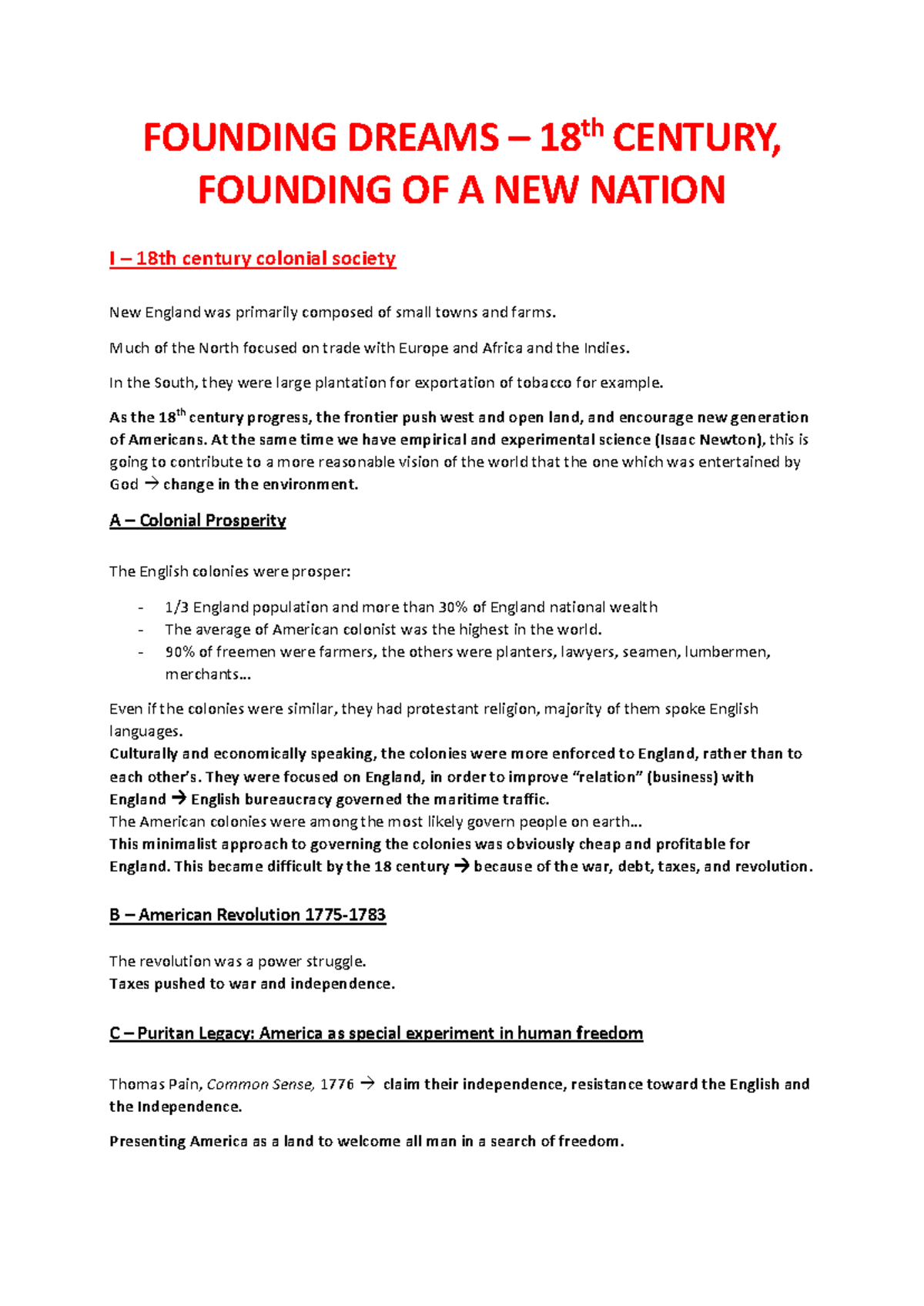 3 Founding OF A NEW Nations - FOUNDING DREAMS – 18th CENTURY, FOUNDING ...