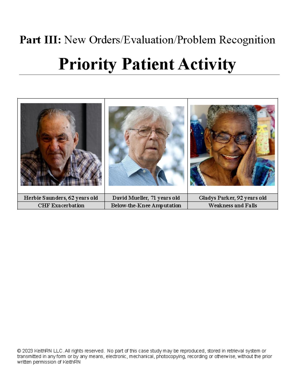 Case study 3 due today - Part III: New Orders/Evaluation/Problem ...