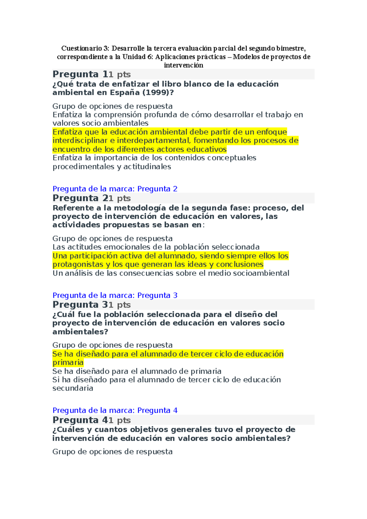 Cuestionario 3 - Studocu