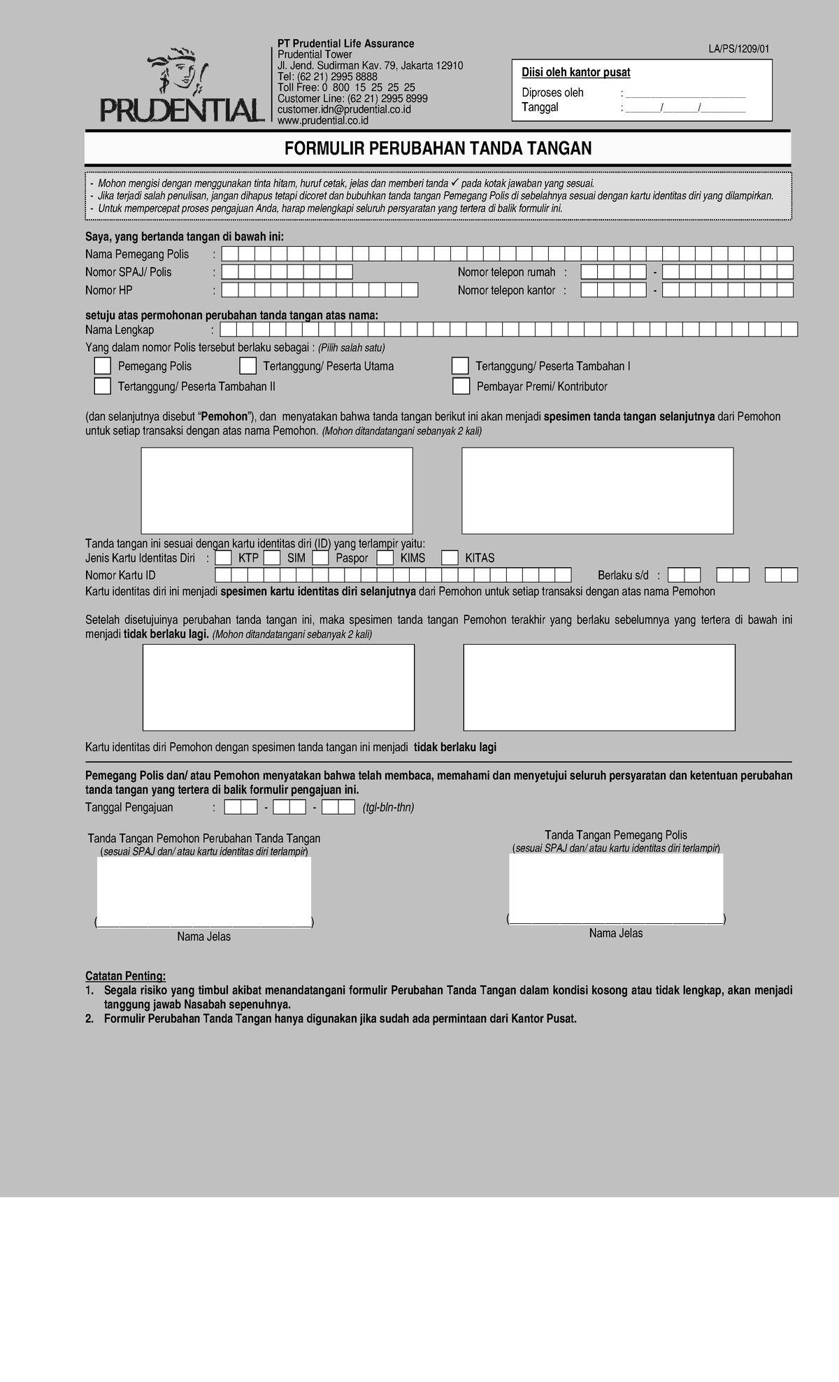 Form Perubahan Tanda Tangan - FORMULIR PERUBAHAN TANDA TANGAN Saya ...