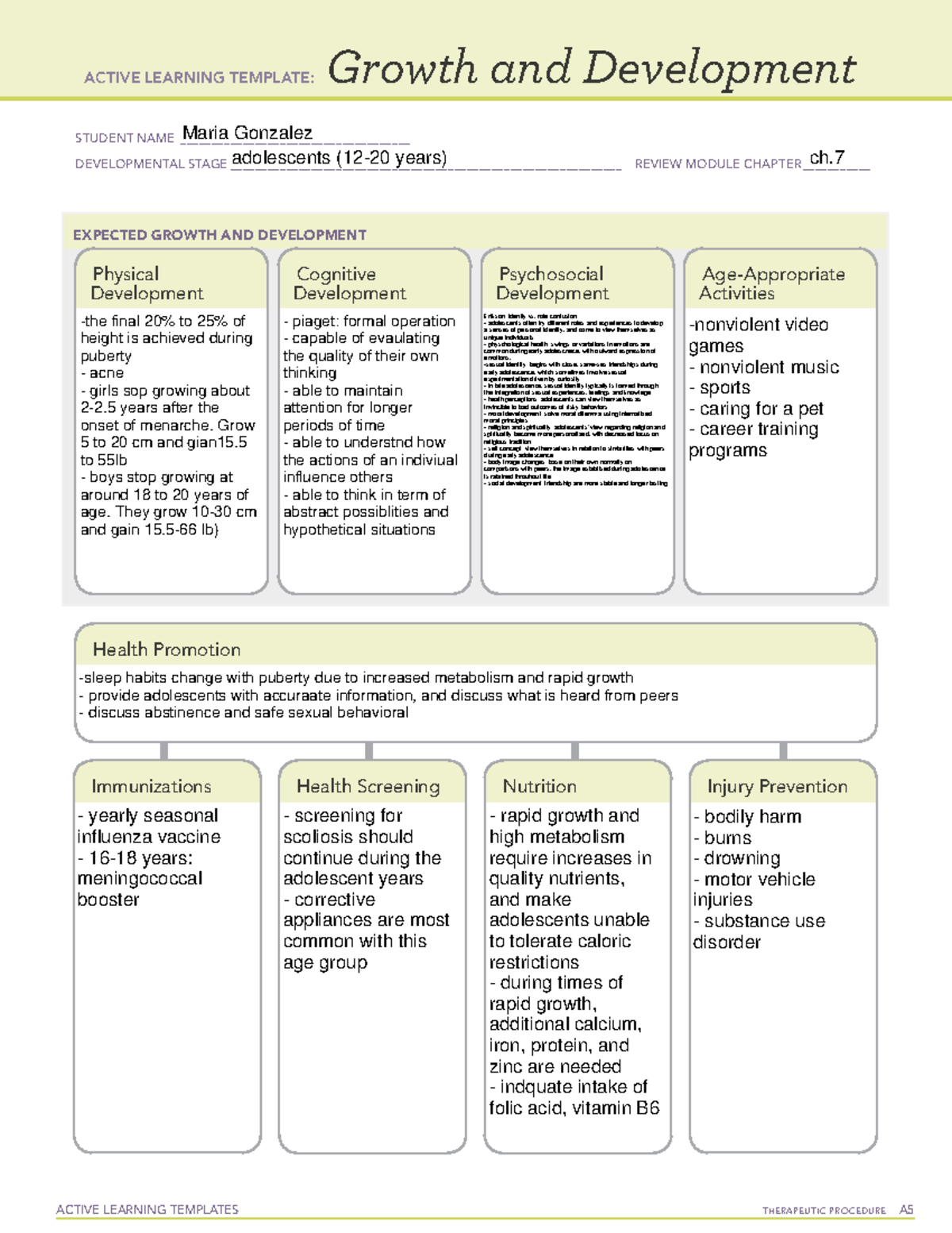 Growth and development adolescents 12-20 years - ACTIVE LEARNING ...