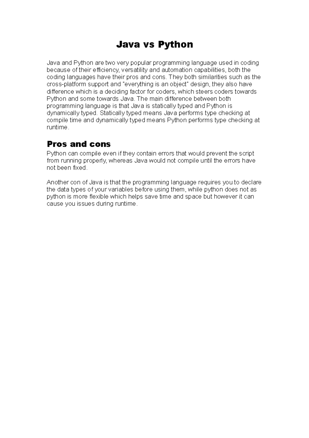 Java vs Python - talks about point on what is an operating system and ...