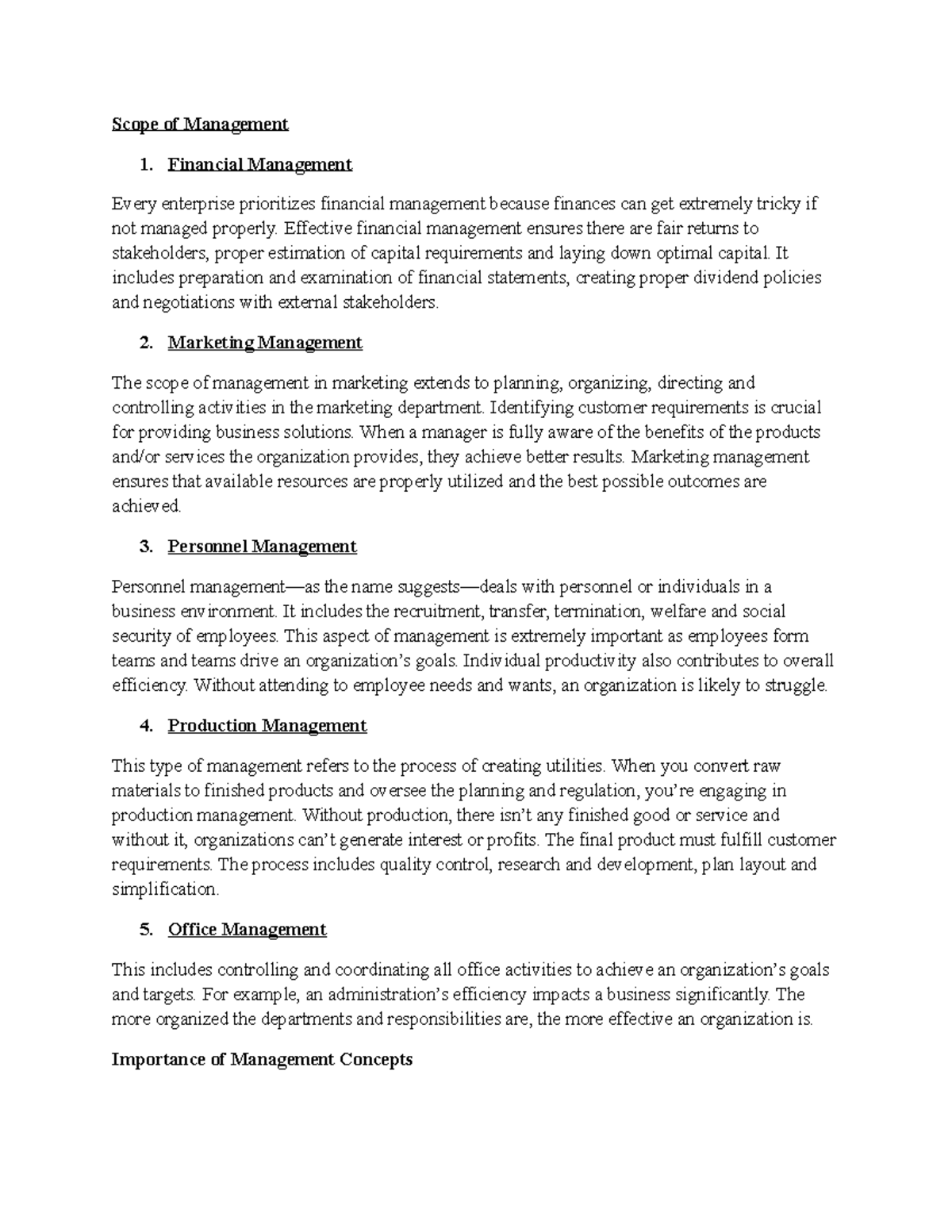 Scope of management concept - Scope of Management Financial Management ...