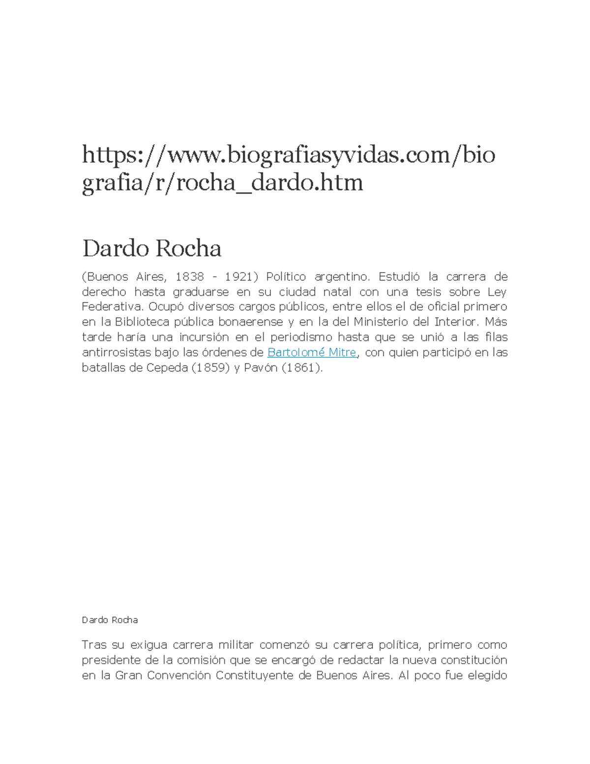 Biografia de dardo rocha - biografiasyvidas/bio grafia/r/rocha_dardo ...