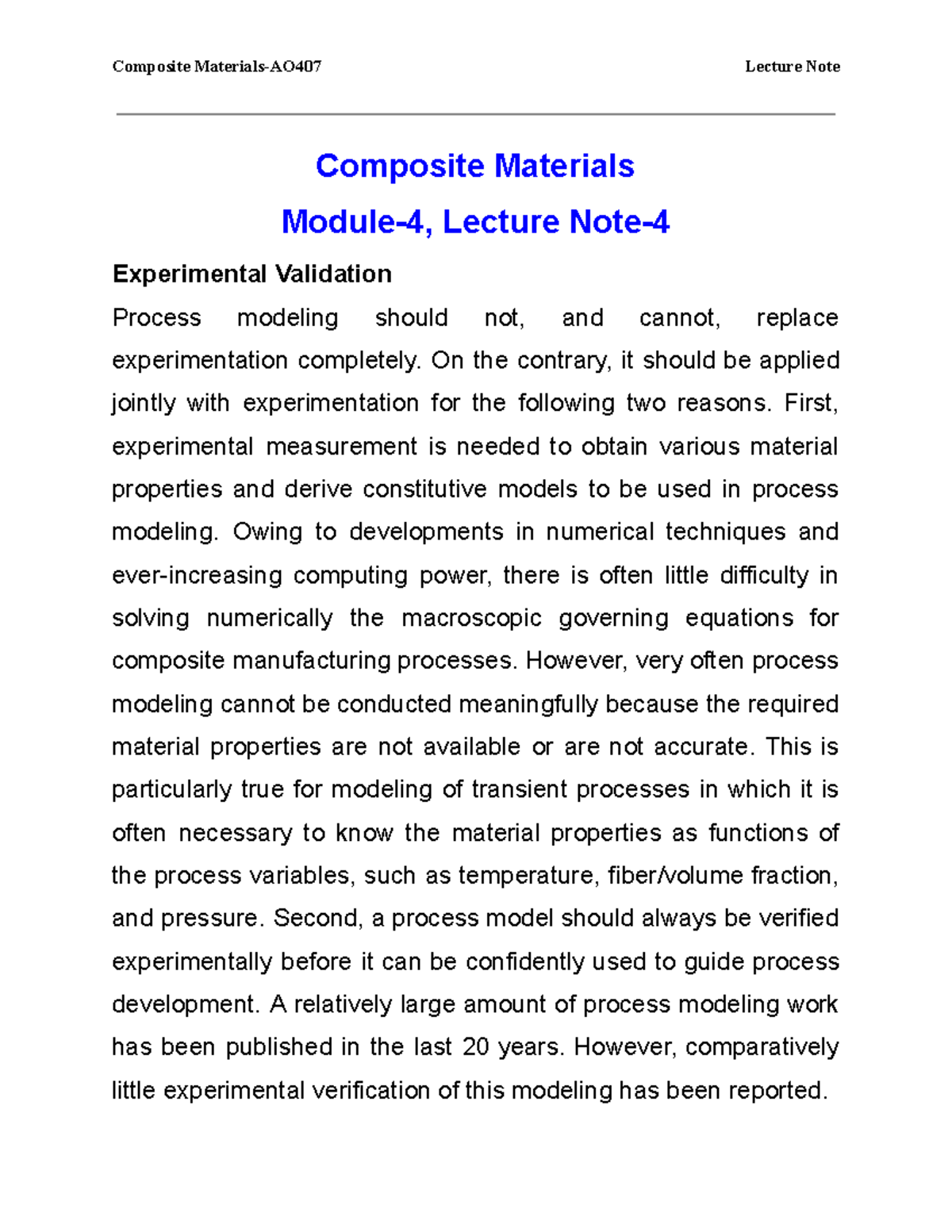 Composite Materials Module 4 Lecture Note 4 - Composite Materials ...