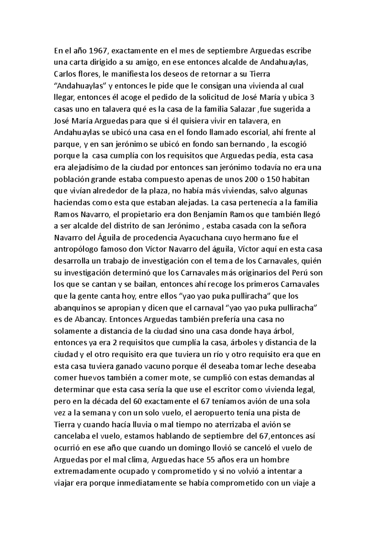 P arguediano - ljkk - En el año 1967, exactamente en el mes de ...