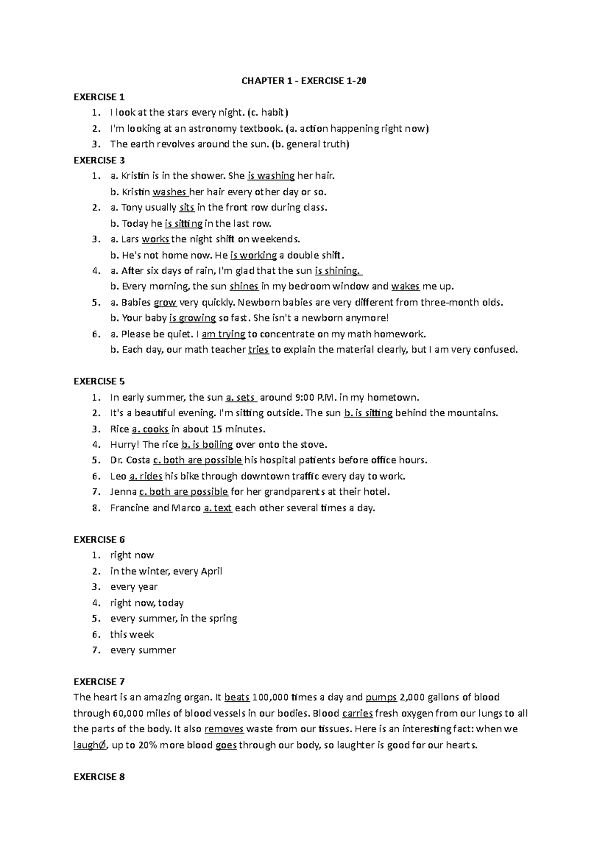 Understanding And Using English Grammar Chapter 1 Exercise Studocu