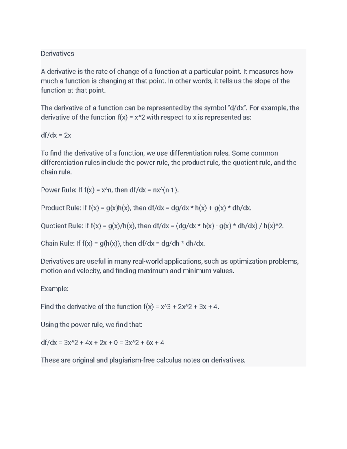 Derivatives - teacher; nolan matthews - Derivatives A derivative is the ...