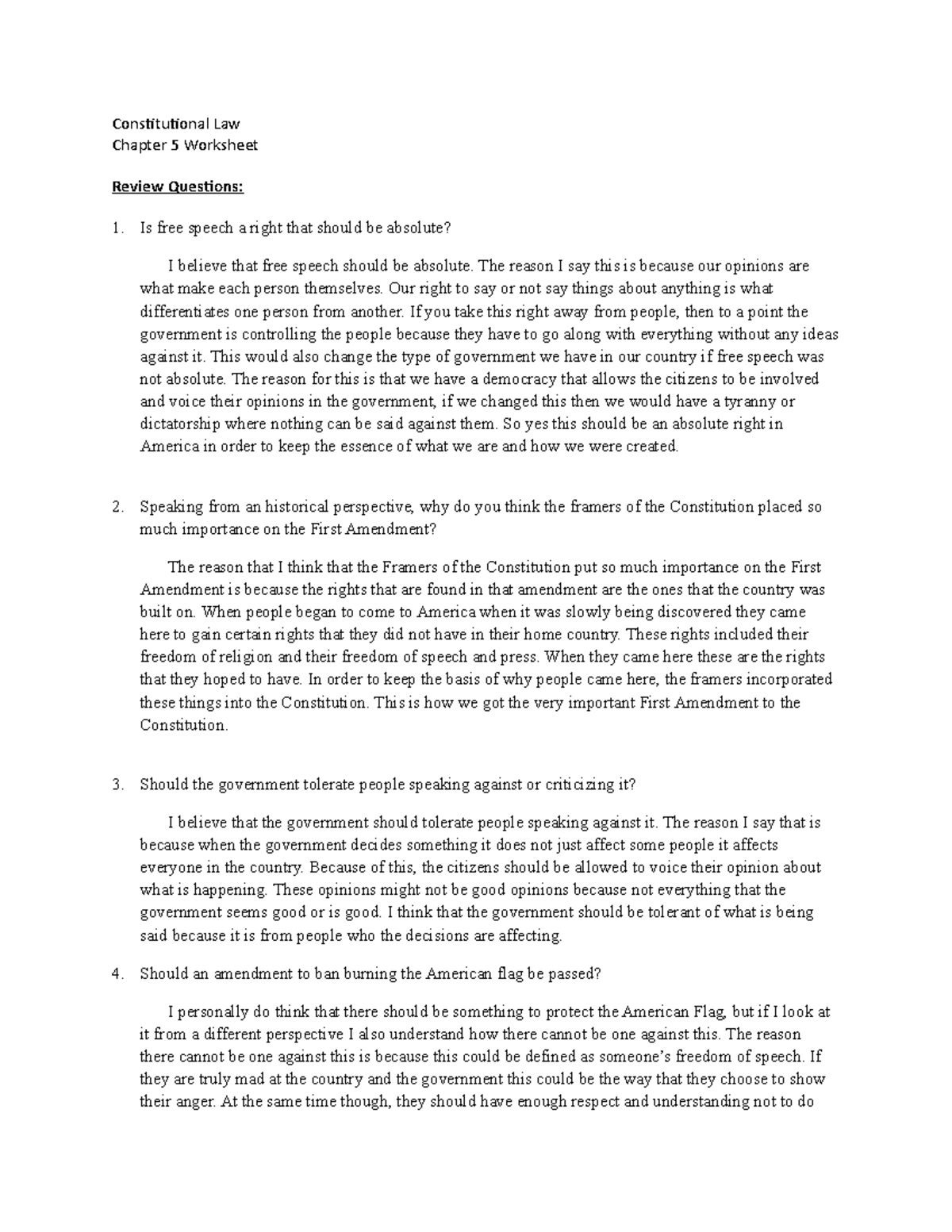 Module 5Worksheet doc - Constitutional Law Chapter 5 Worksheet Review ...