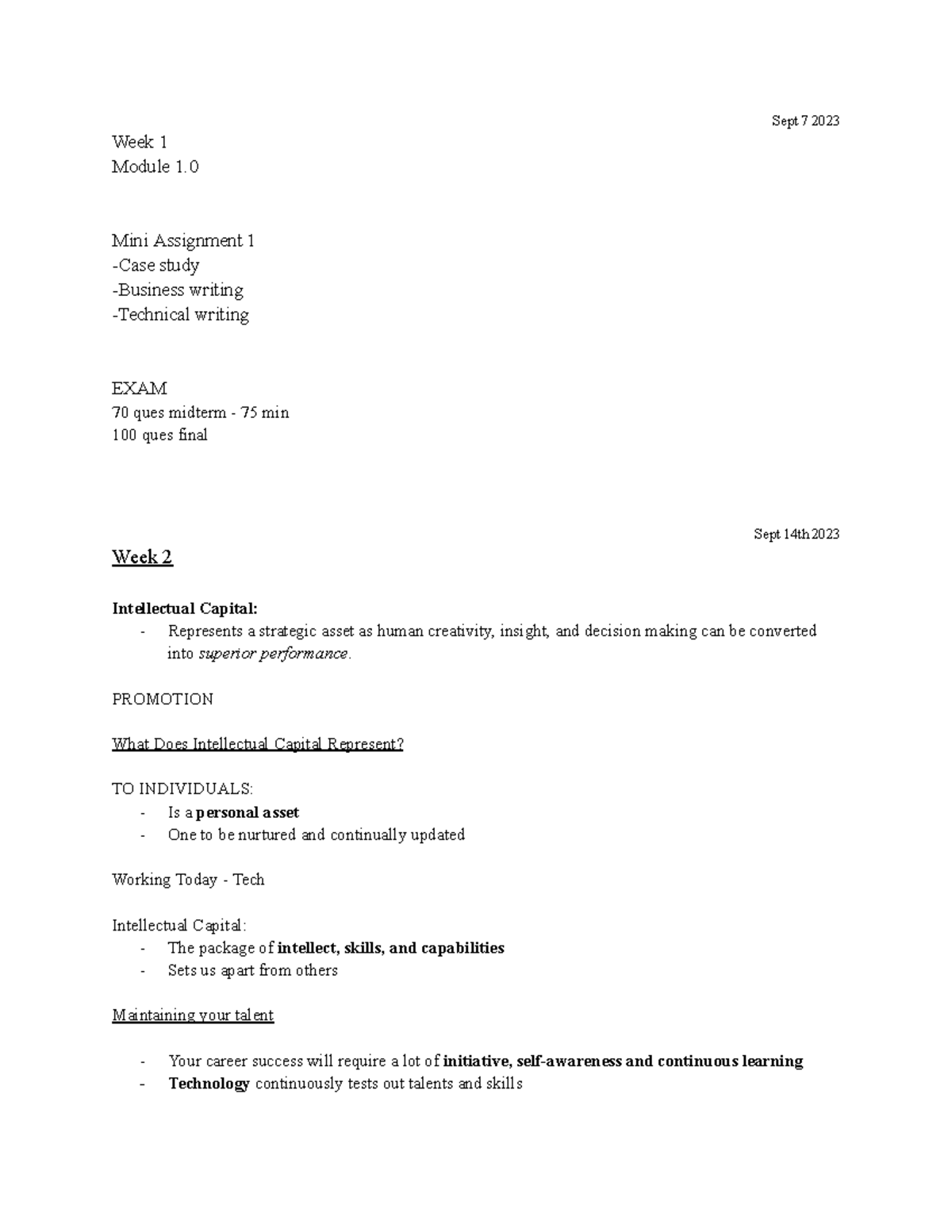 GMS 200 Notes - Sept 7 2023 Week 1 Module 1. Mini Assignment 1 -Case ...