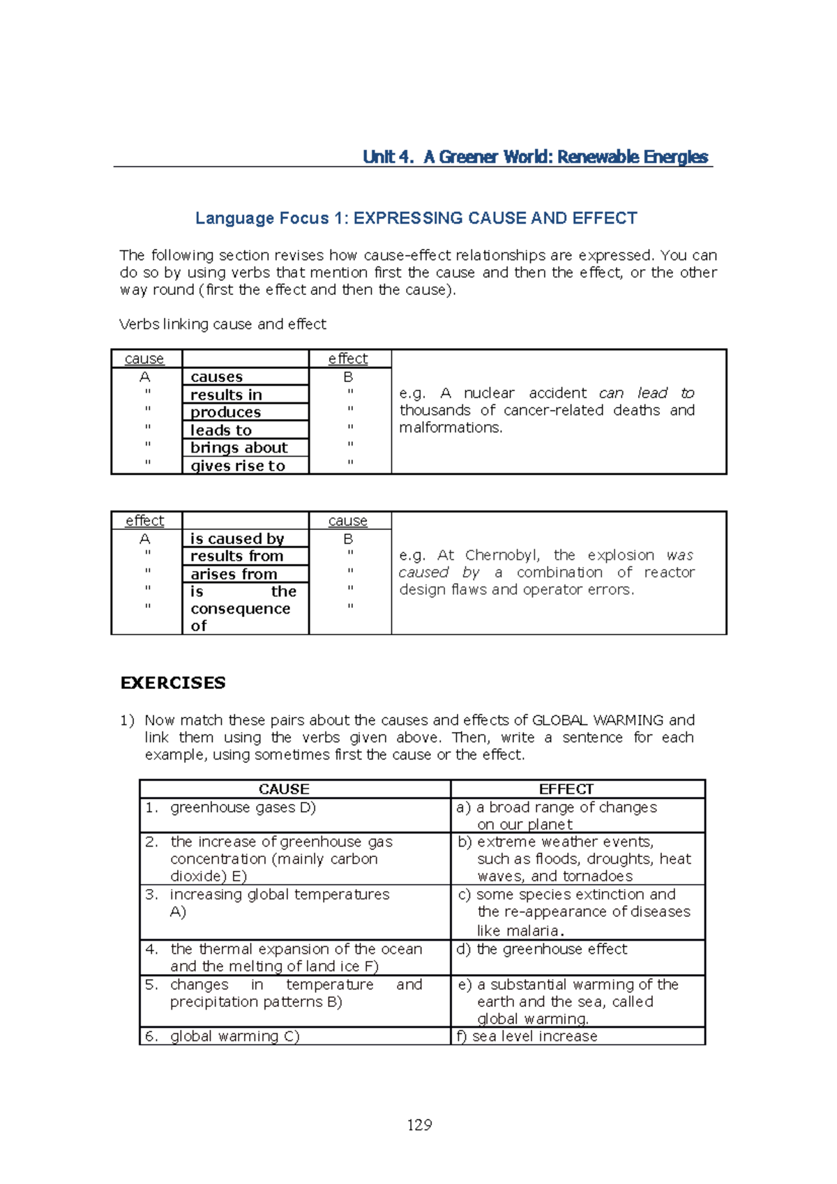 Unit 4 - A Greener World Renewable Energies - Unit 4. A Greener World ...