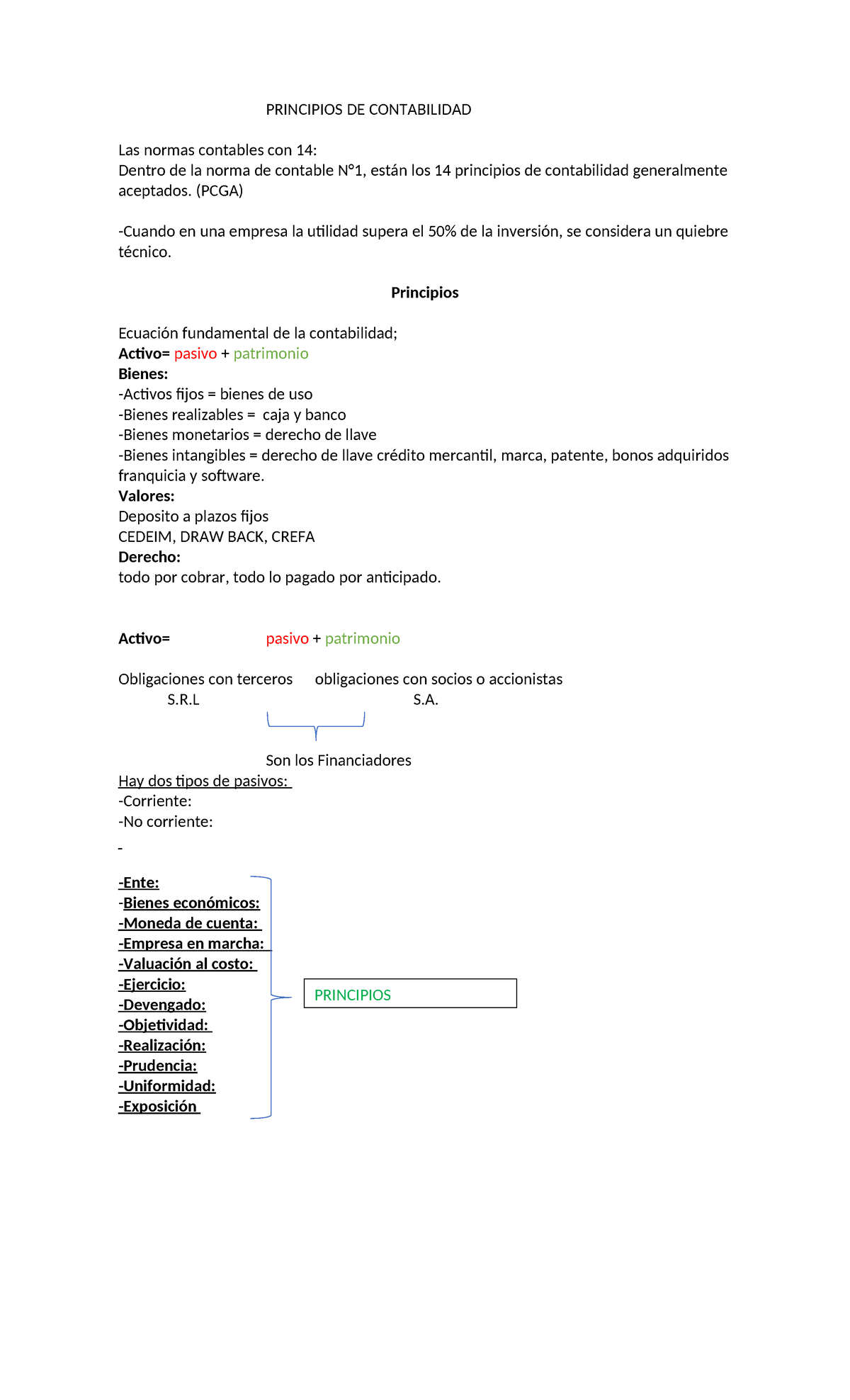 Avances DE Contabilidad 2024 AVANZADO - PRINCIPIOS DE CONTABILIDAD Las ...