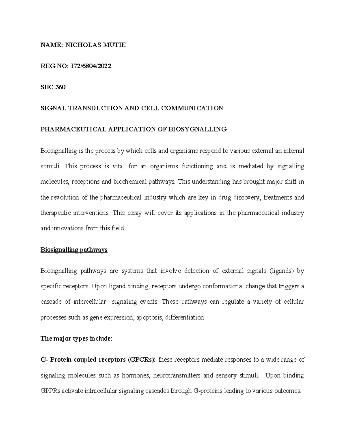 SBC 360 CAT 1 - Answer correctly - NAME: NICHOLAS MUTIE REG NO: I72 ...
