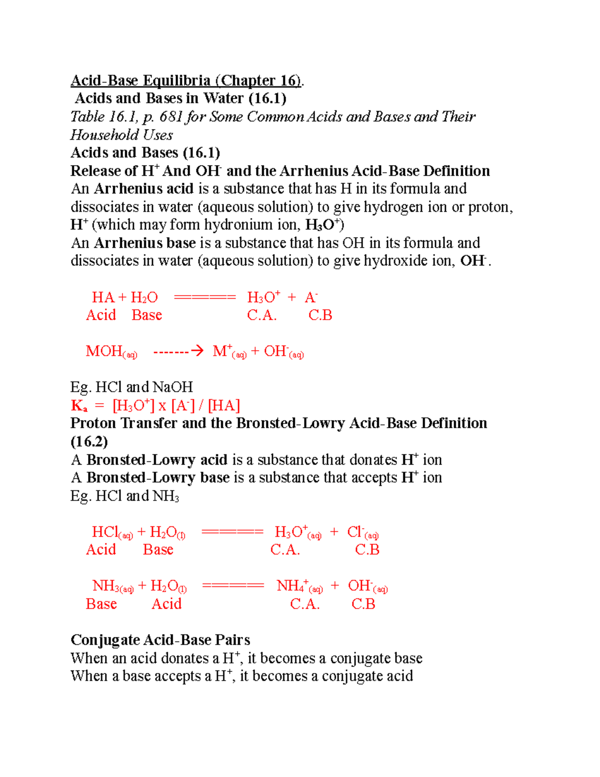 Chemistry 101 Lecture Notes-C3- 3-F-2022 - Acid-Base Equilibria ...