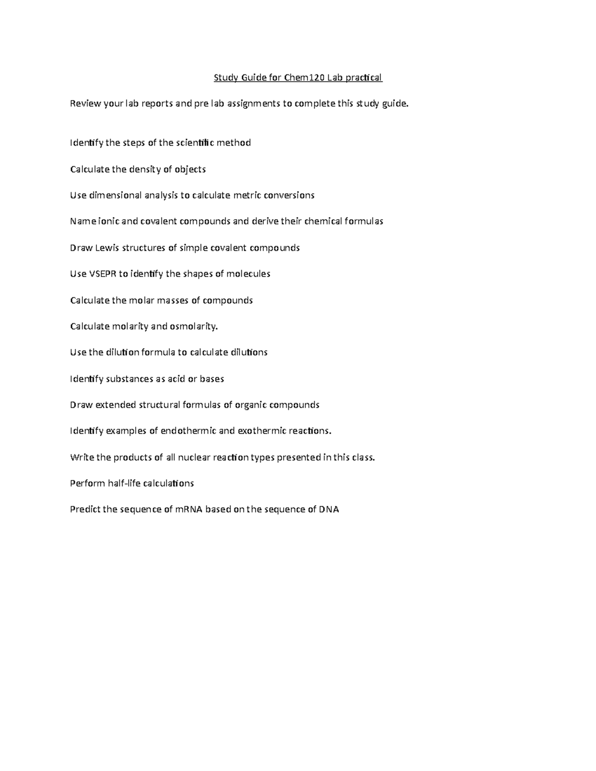 Lab Practical Study Guide - bio256 - Chamberlain University - Studocu