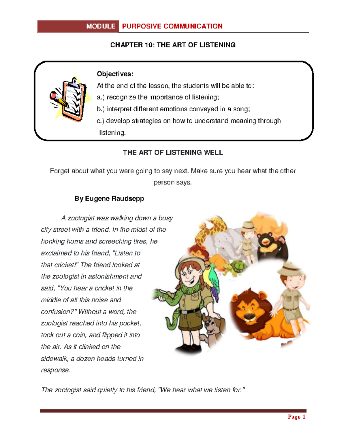 Chapter 10- THE ART OF Listening - CHAPTER 10: THE ART OF LISTENING ...