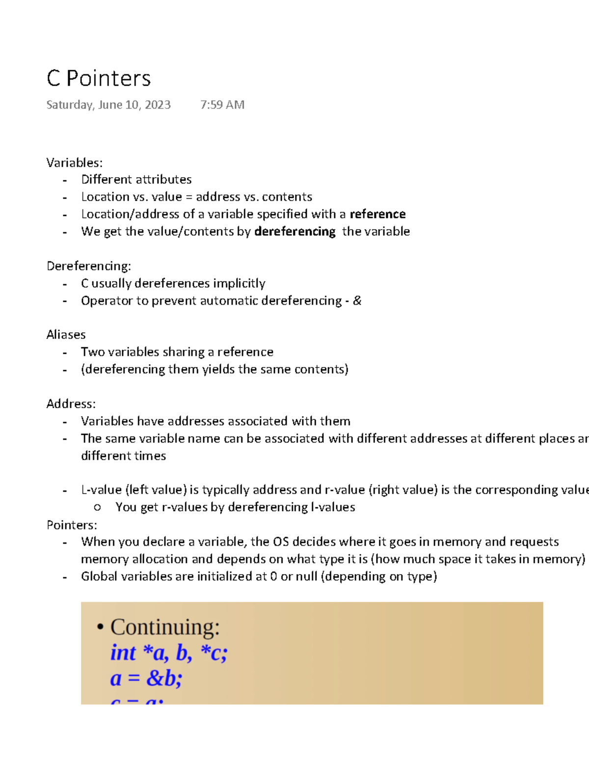 C Pointers - Mops, Scott Johnson - Variables: Different attributes ...