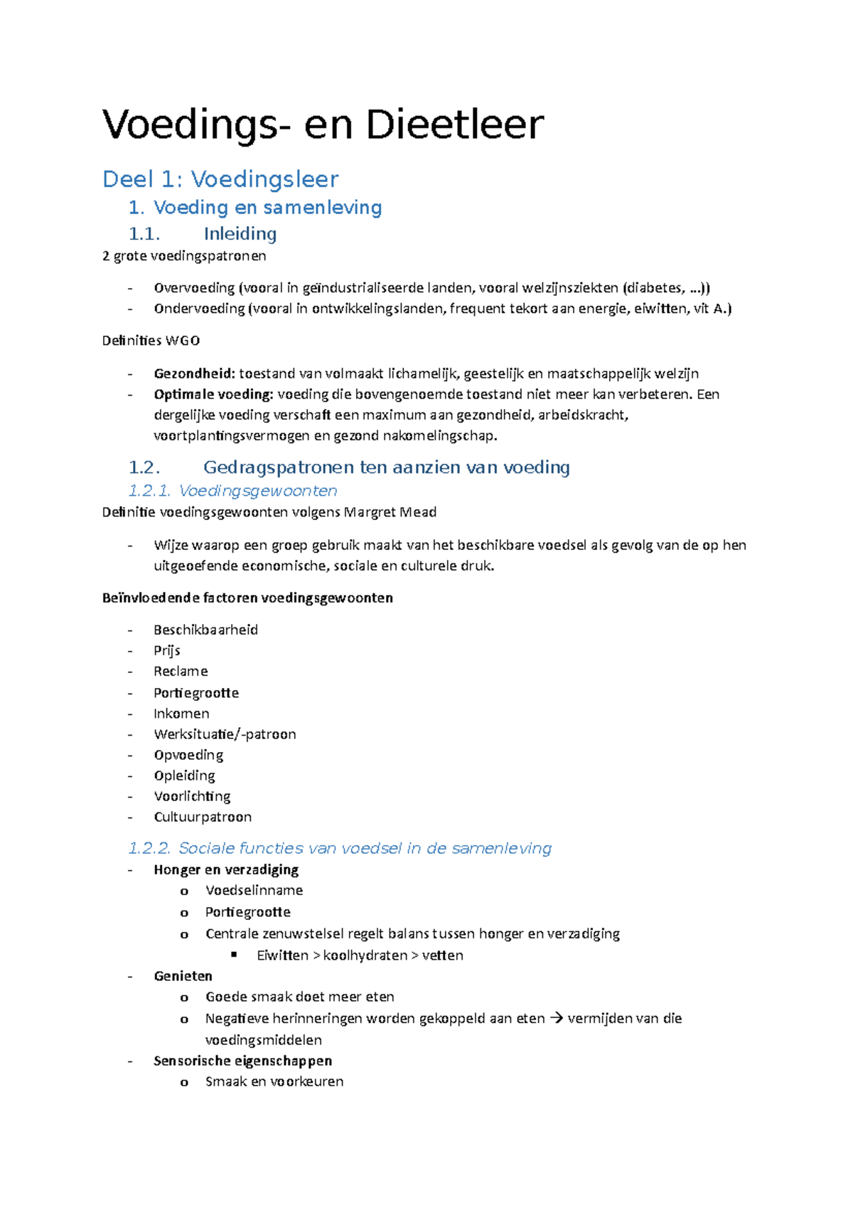 Voedings en dieetleer - en Dieetleer Deel 1: Voedingsleer 1. Voeding en ...