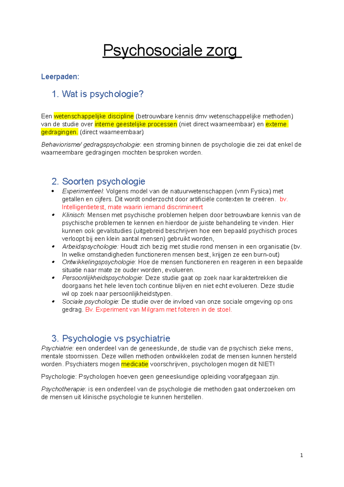 Psychosociale zorg leerpad 1 - HoGent - Studocu