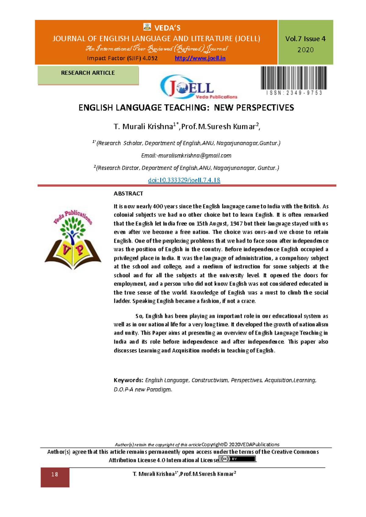 18 24 English Language Teaching - JOURNAL OF ENGLISH LANGUAGE AND ...