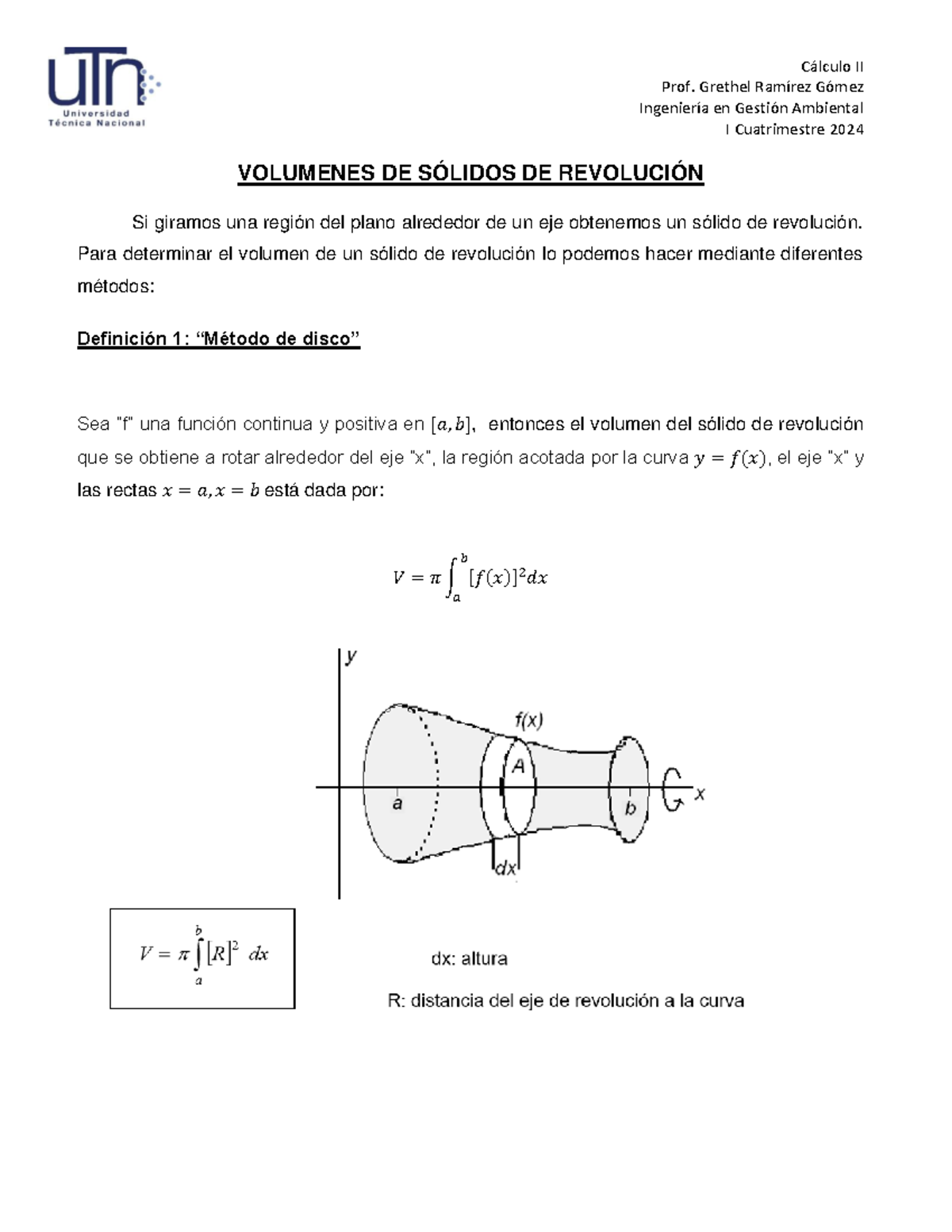 8. Vólumenes de sólidos - Prof. Grethel Ramírez Gómez Ingeniería en ...