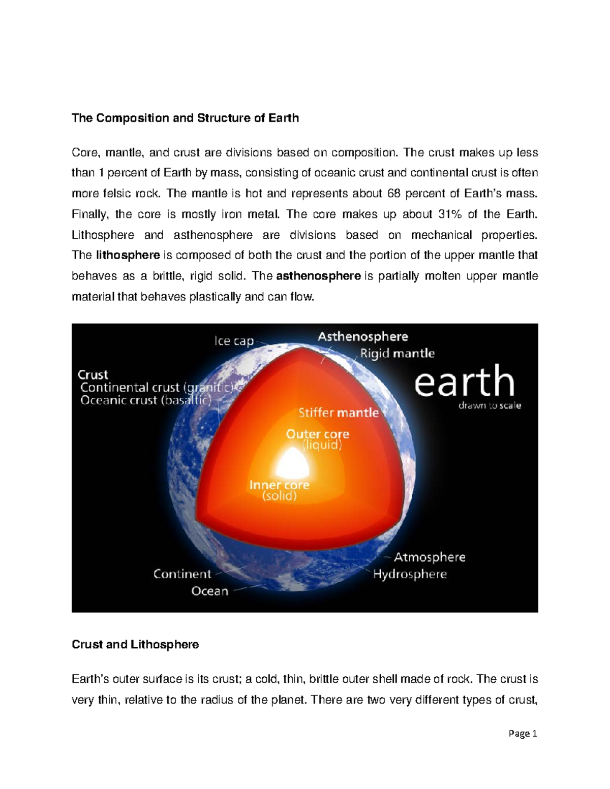 The Composition and Structure of Earth 1 - The crust makes up less than ...
