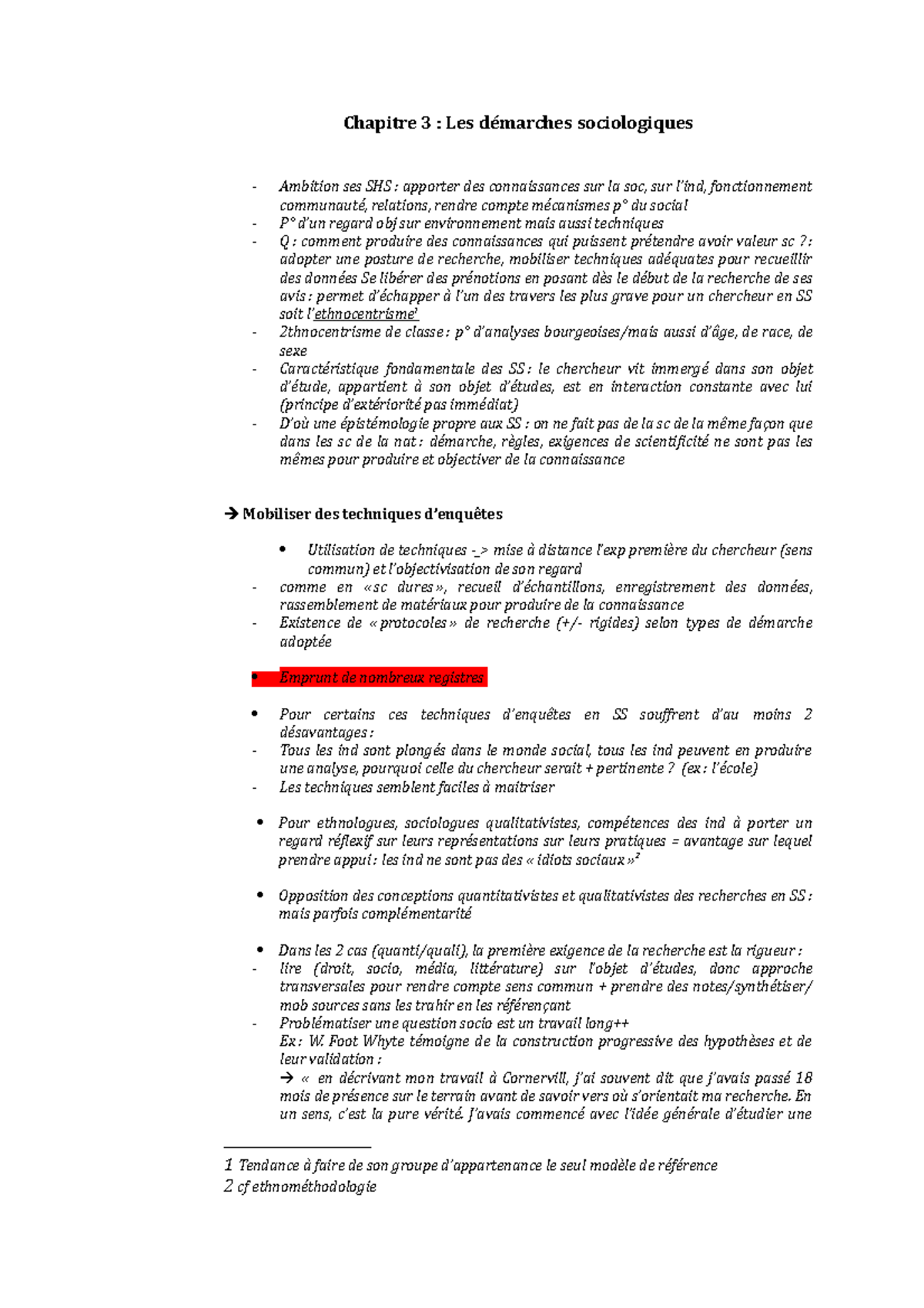 Méthodes d'enquêtes- Chap 3 (L1S1) - Chapitre 3 : Les démarches ...