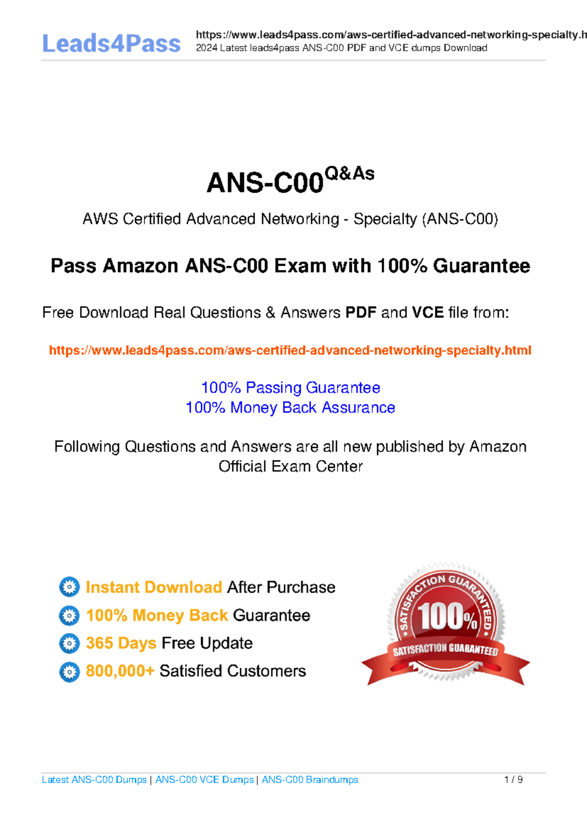 ANS-C00-pub - Amazon ANS-C00 "AWS Certified Advanced Networking ...