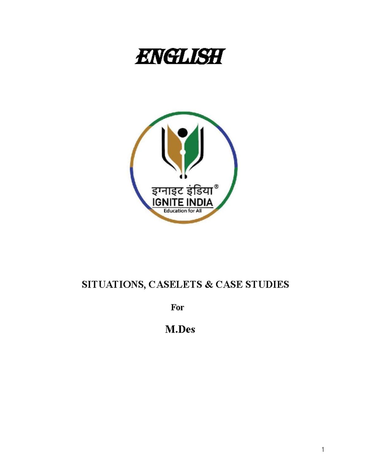 Copy of masters caselets English for NIFT - ENGLISH SITUATIONS, CASELETS & CASE STUDIES For M ...