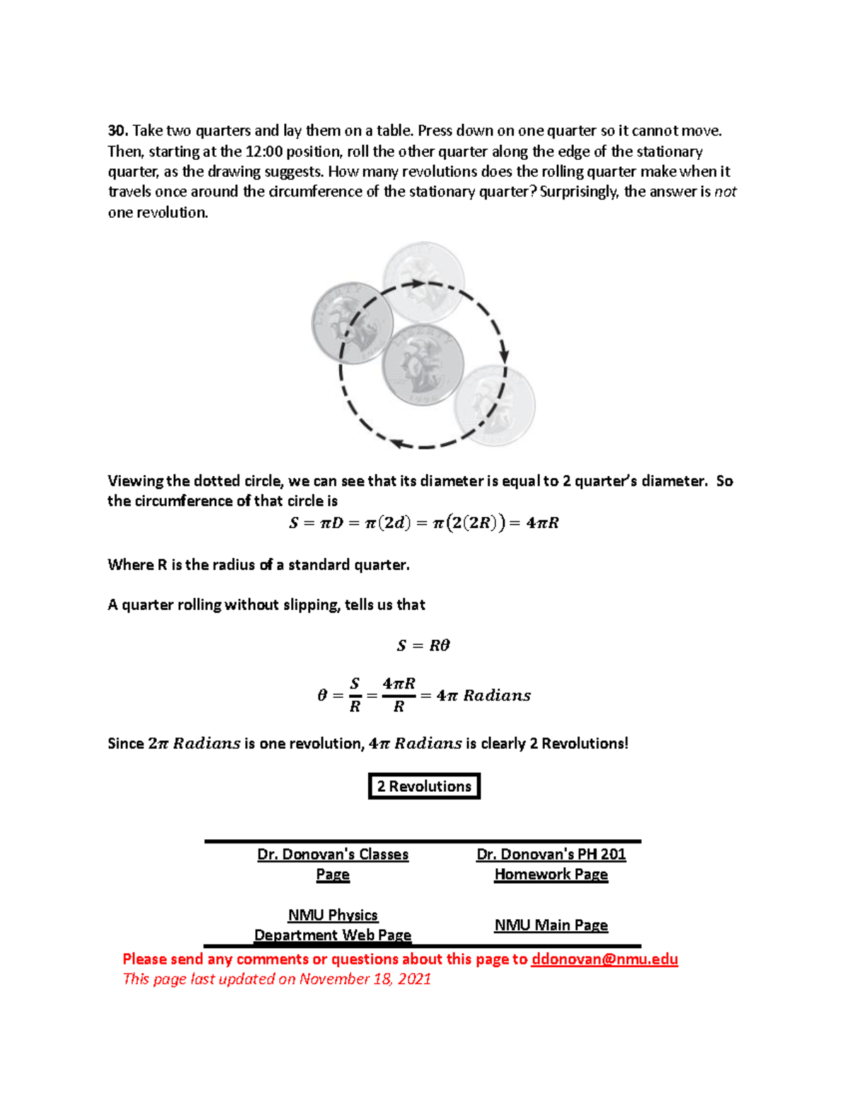 Math Problem 30 - N/A - 30. Take two quarters and lay them on a table ...