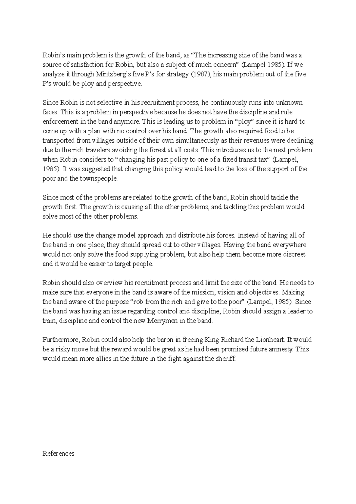 Robin hood case analyze - Robin’s main problem is the growth of the ...