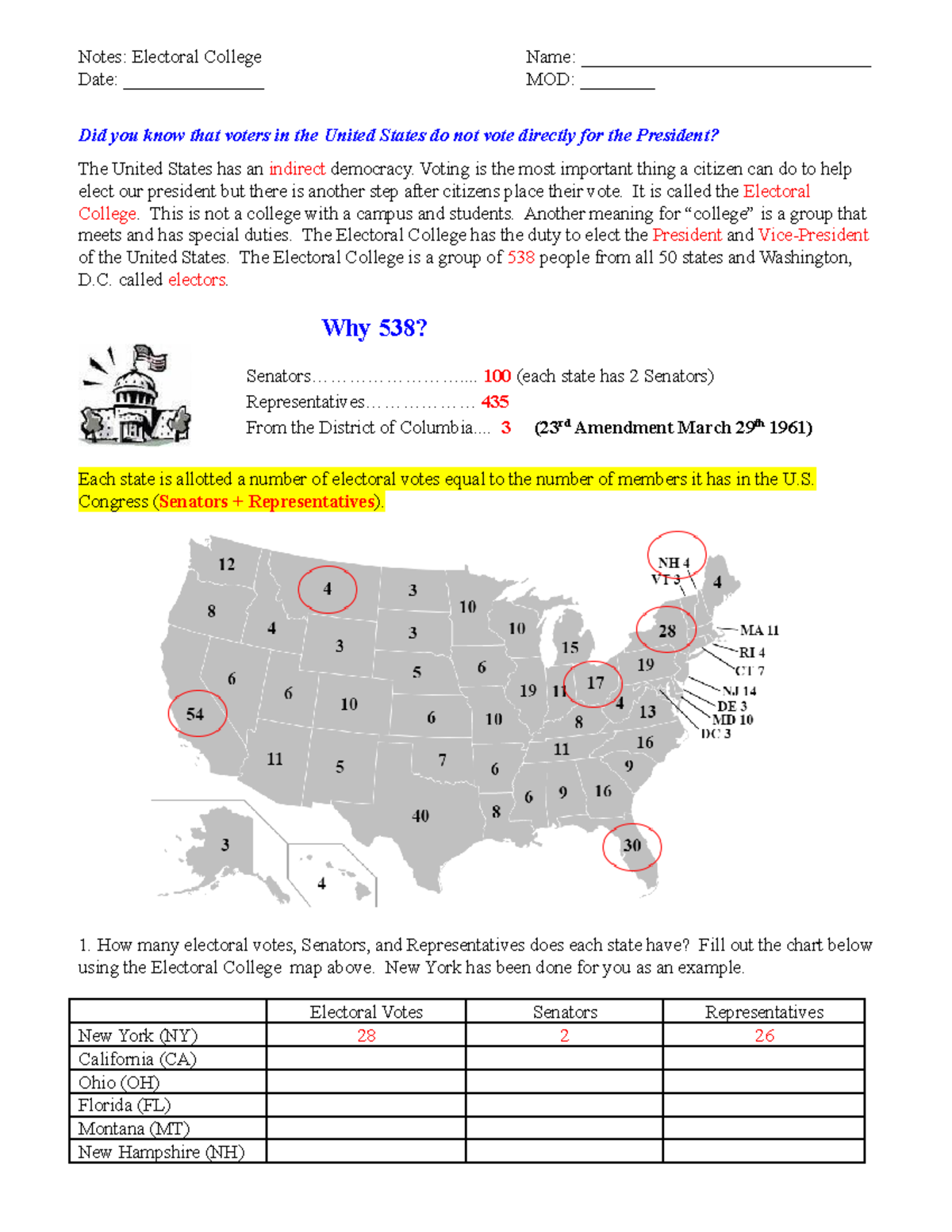 [Template] Absent Students Notes Electoral College 2022 - Notes ...