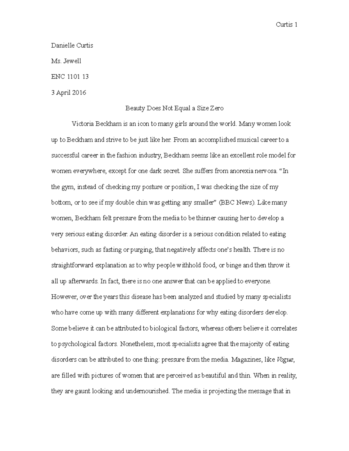 Project 3 (Intermediate Draft) - Curtis 1 Danielle Curtis Ms. Jewell ...