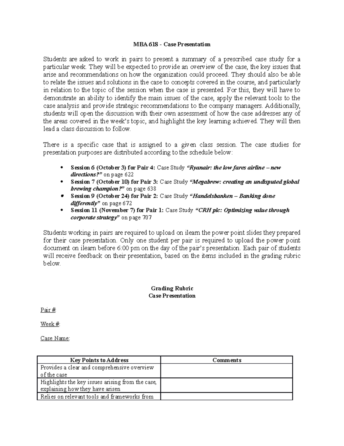Case Presentation - Description - MBA 618 - Case Presentation Students ...