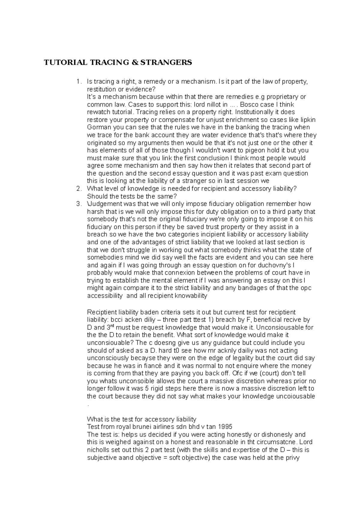 Tutorial 6 TRACING & STRANGERS problem question(s) - TUTORIAL TRACING ...