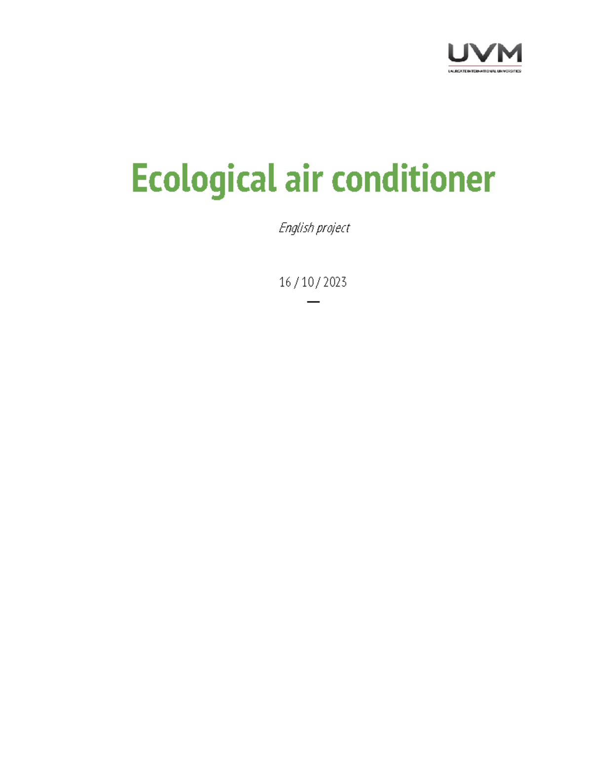 Ecological air conditioner - Ecological air conditioner English project ...