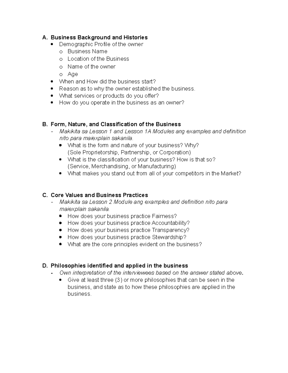 Business Background and Histories - A. Business Background and ...