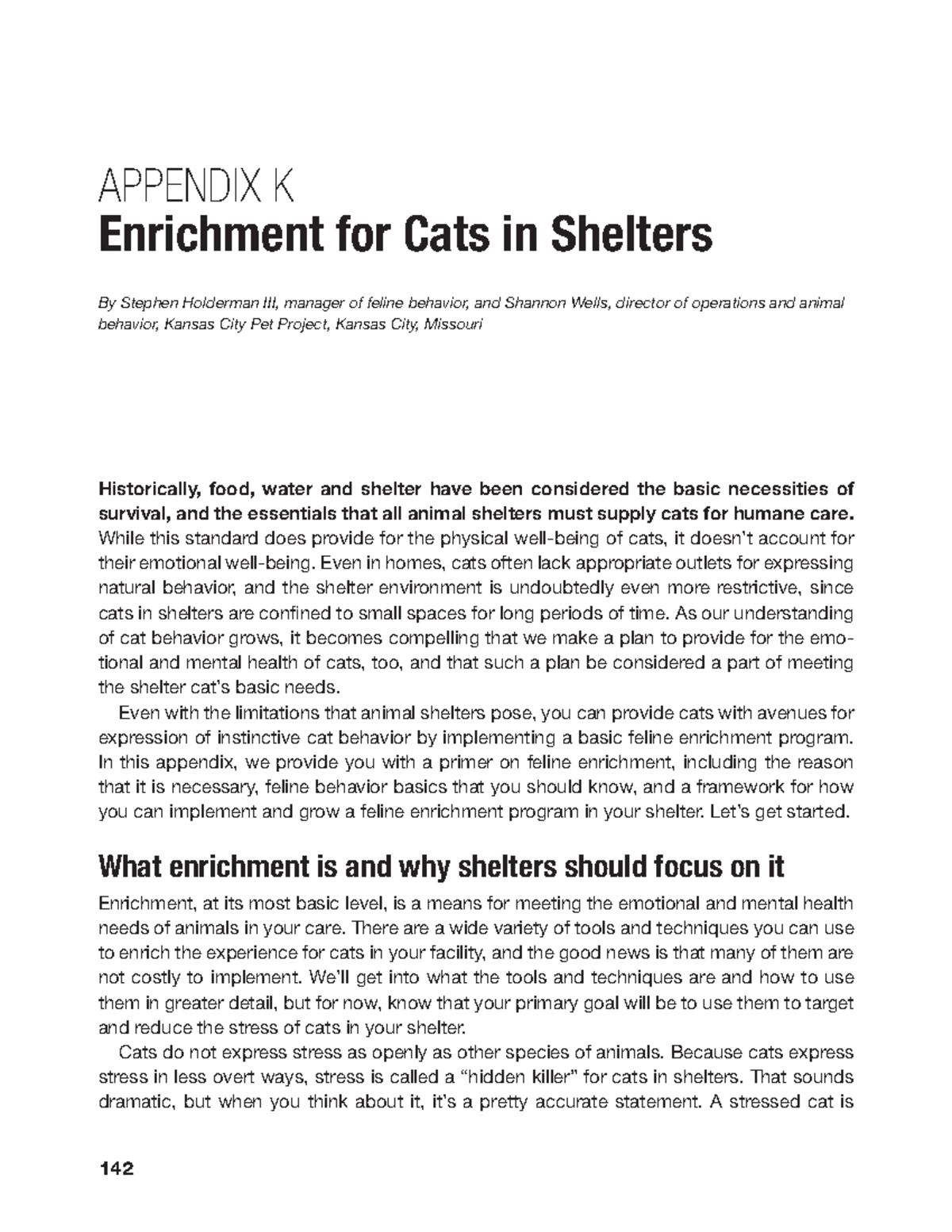 Appendix K Enrichment for Cats in Shelters - APPENDIX K Enrichment for ...