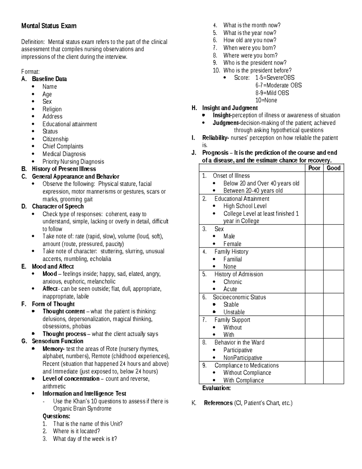 Mental Status Examination MSE Format - Mental Status Exam Definition ...