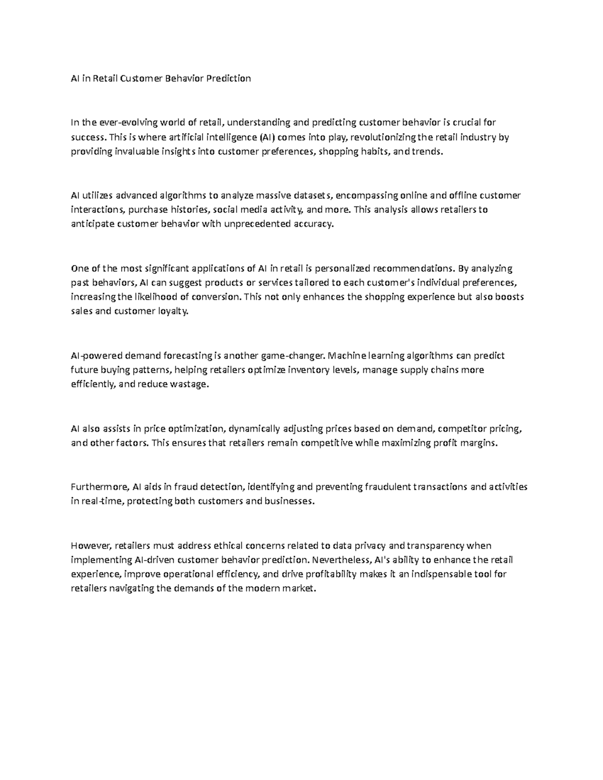Ai In Retail Customer Behavior Prediction This Is Where Artificial