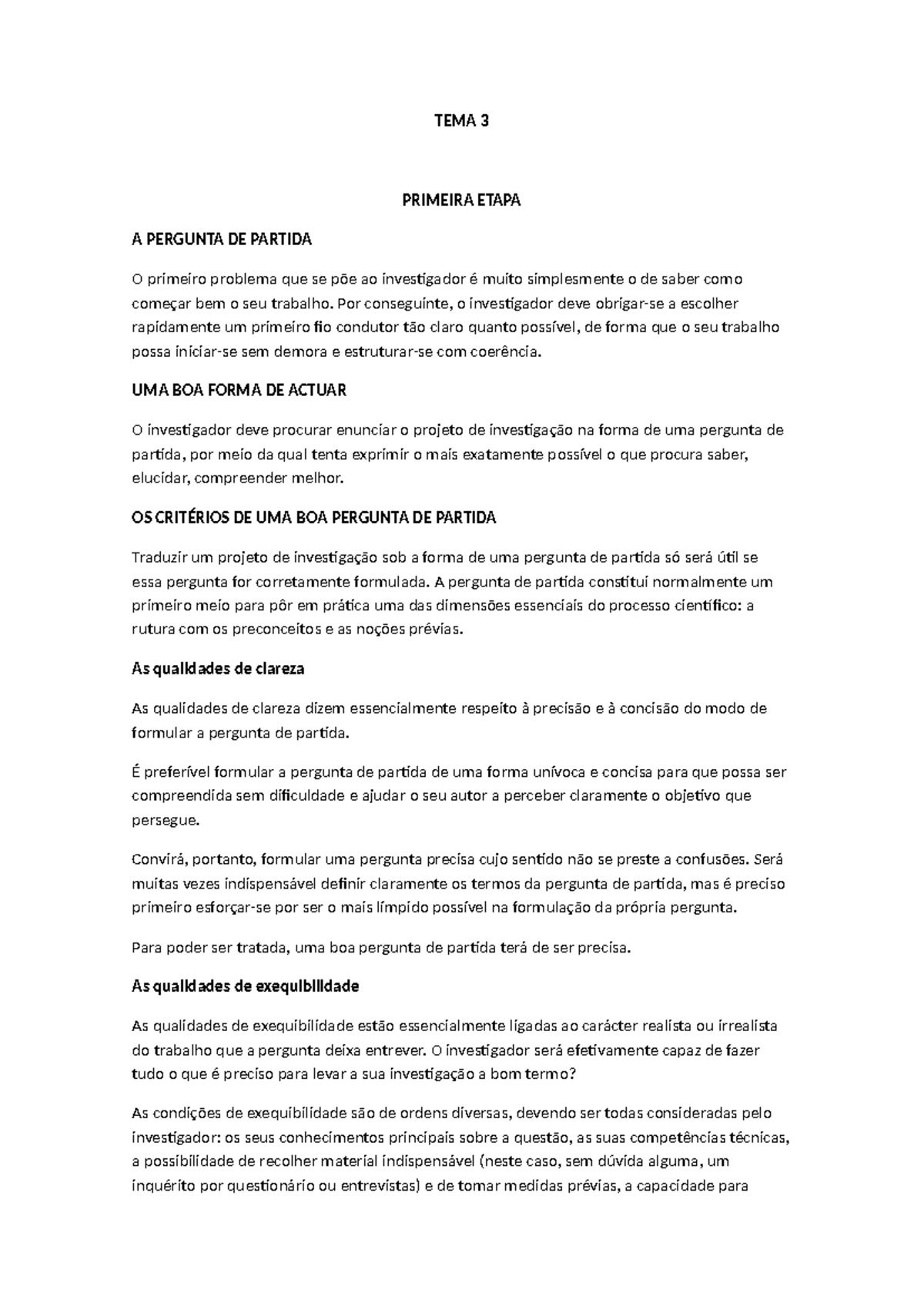 Metodos Quantitativos Tema 3 - TEMA 3 PRIMEIRA ETAPA A PERGUNTA DE ...