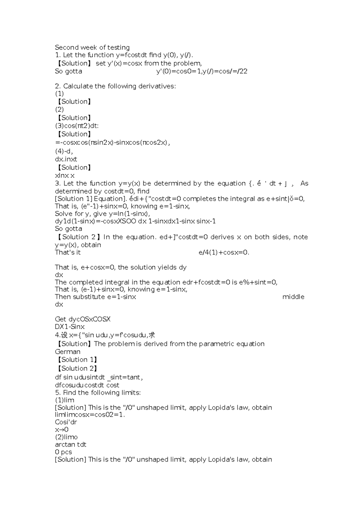 MTH 253 WEEK 2 TEST - TEST - Second week of testing Let the function y ...