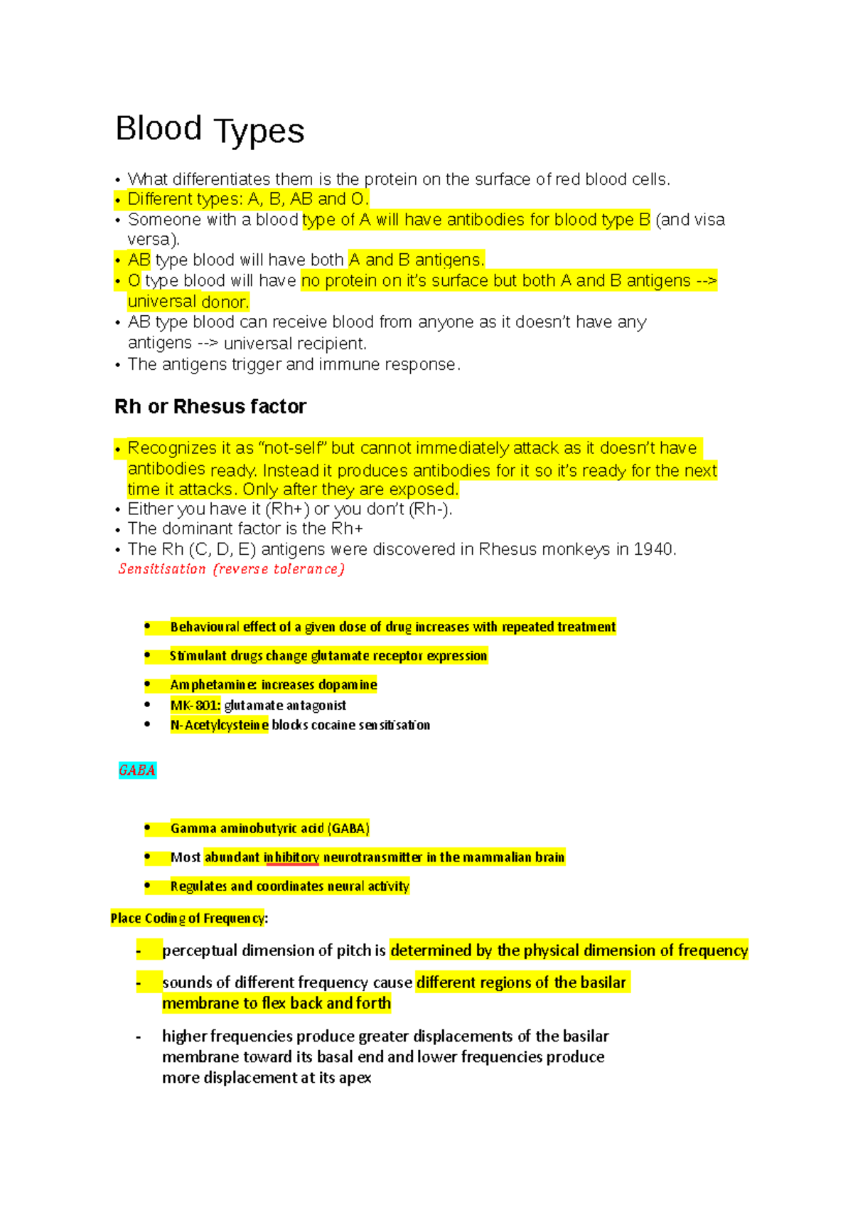Week 5 - Lecture notes 5 - Blood Types What differentiates them is the ...