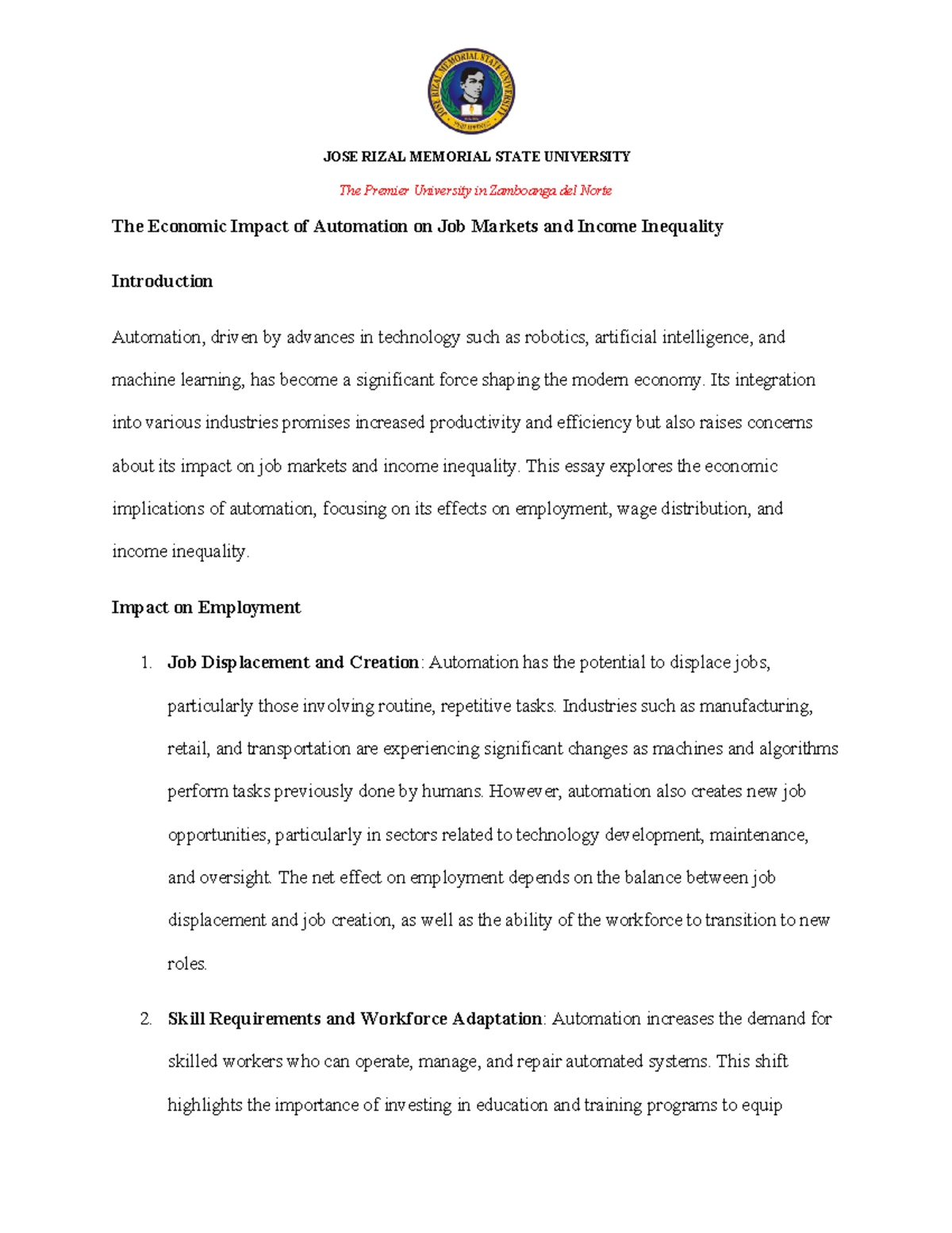 The Economic Impact of Automation on Job Markets and Income Inequality ...