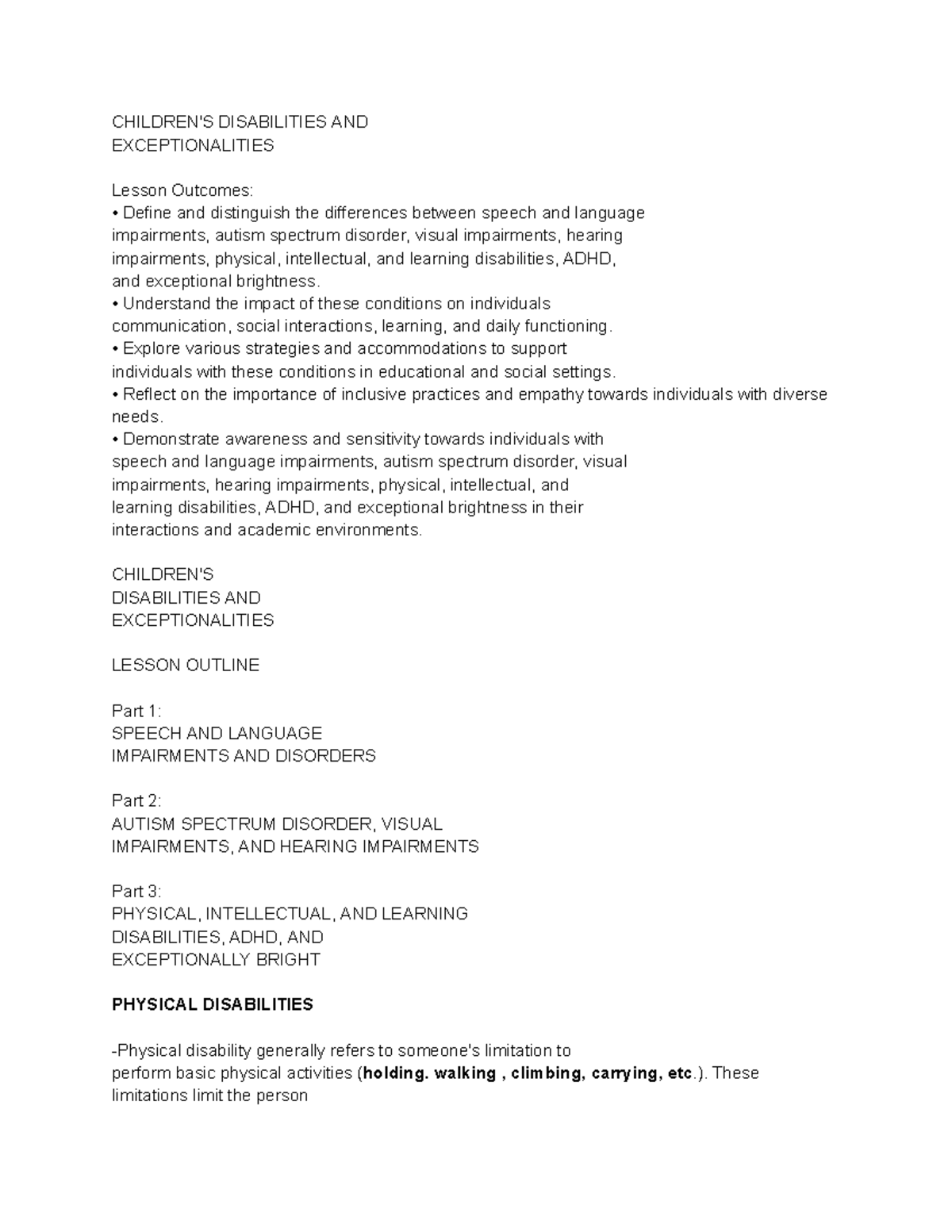 Physical disabilities intellectual exceptionally bright - CHILDREN'S ...