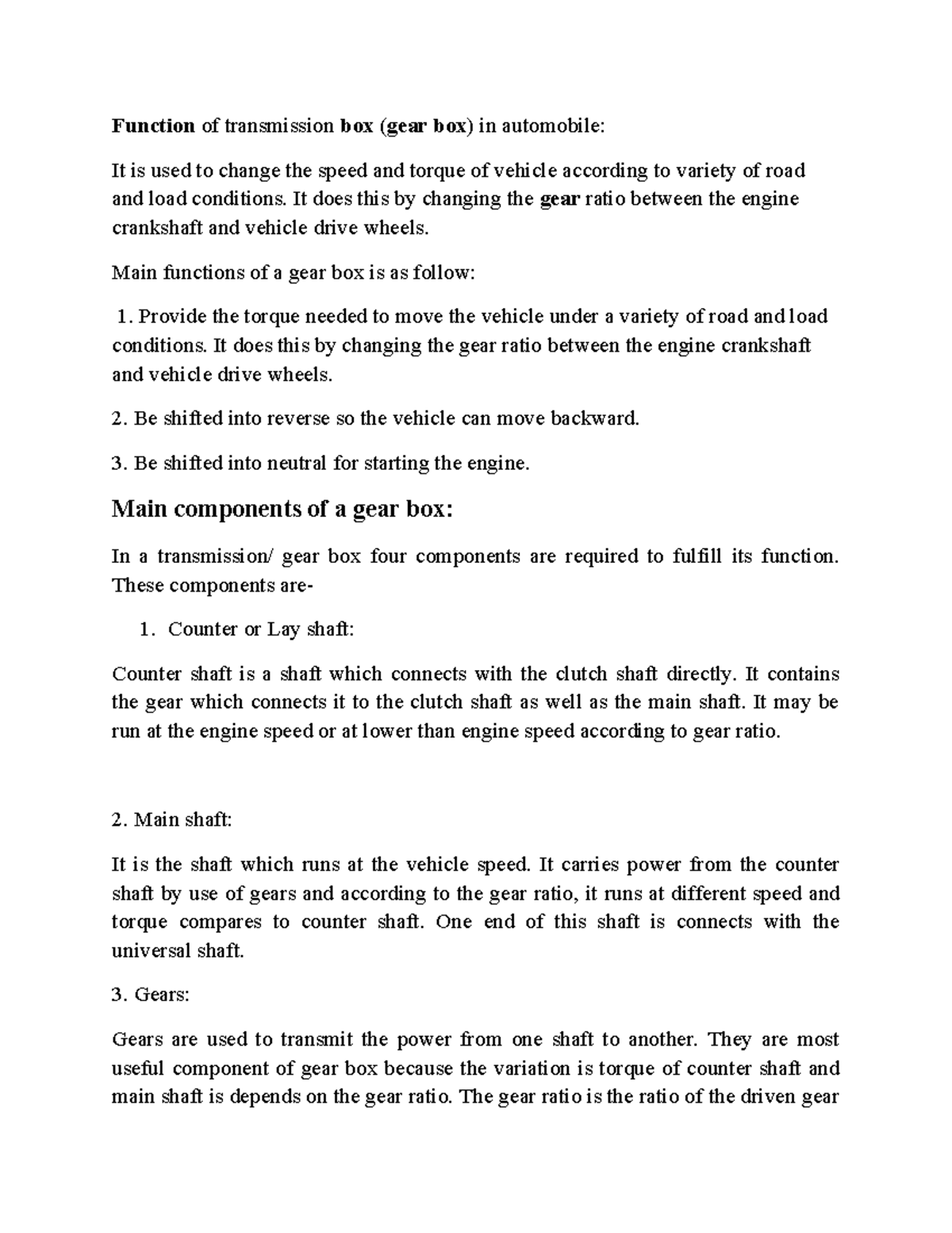 Gear box - Copy - this notes have detail information about gear box and ...