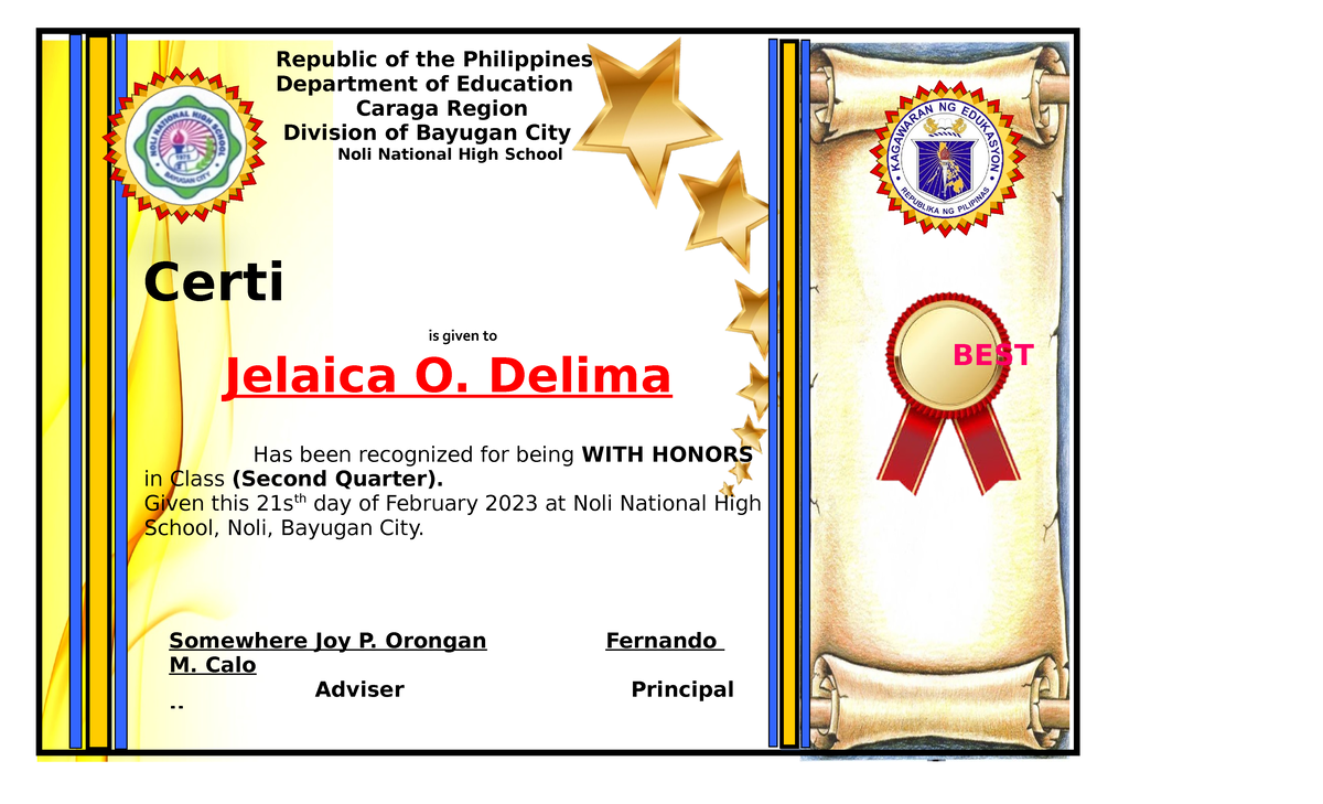Award Certificates Editable - is given to Republic of the Philippines ...