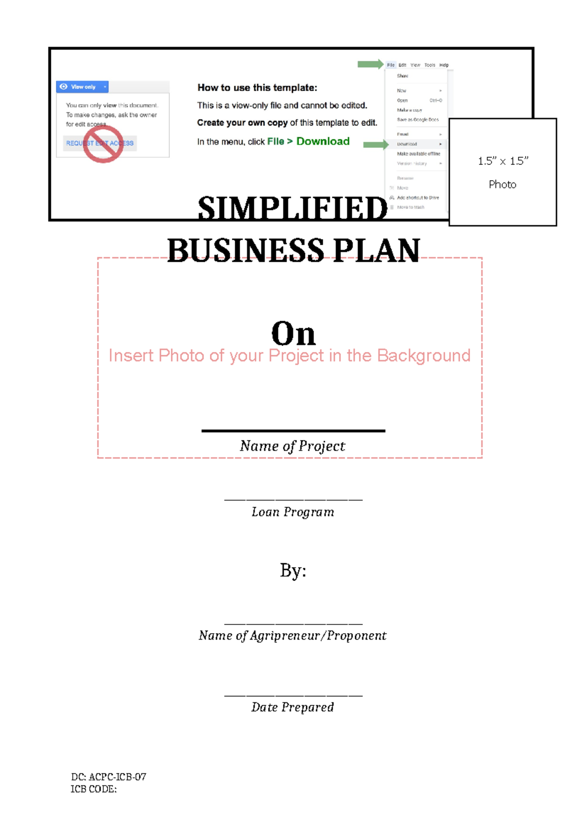 [ICB] Latest Business Plan Format - Insert Photo of your Project in the ...